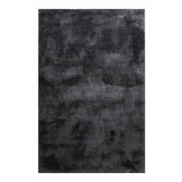 Teppich HOMIE LIVING "Pisa", grau (anthrazit), B:130cm H:25mm L:190cm, Polyester, Teppiche, Teppich, Hochflor, Microfaser, uni, weich, Shaggy, Wohnzimmer, Schlafzimmer