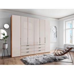 Kleiderschrank Wiemann "Monaco", braun (bianco, eiche, nachbildung, glas champagner), B:246,9cm H:216cm T:58cm, Floatglas, Holzwerkstoff, Schr&auml;nke, Kleiderschrank, mit Glasfront sowie hochwertige Beschl&auml;ge inkl. D&auml;mpfung