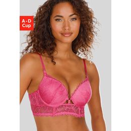 Push-up-BH Lascana "Alicia", Damen, Gr. 80, Cup D, pink, Microtouch, Obermaterial: 90% Polyamid, 10% Elasthan, BHs Push-up-BH, in Bustier Form, sexy Dessous