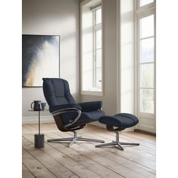 Relaxsessel stressless "Mayfair", blau (shadow blau paloma), B:83cm H:102cm T:74cm, Leder PALOMA: PALOMA ist ein durchgef&auml;rbtes Semianilin-M&ouml;belleder mit nat&uuml;rlicher Narbung., Sessel, Relaxsessel, mit Hocker, mit Cross Base, Gr&ouml;&szlig;e S, M & L, Holzakzent Wenge