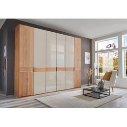 Kleiderschrank Wiemann "Cardiff, Massivholzt&uuml;ren in Kombination mit Glas- oder Spiegelt&uuml;ren", beige (glas champagner), B:295,2cm H:236cm T:58cm, Floatglas, Hartfaserplatte, Holzwerkstoff, Massivholz, Schr&auml;nke, Kleiderschrank, hochwertiges Design in langlebiger Qualit&auml;t, viel Stauraum
