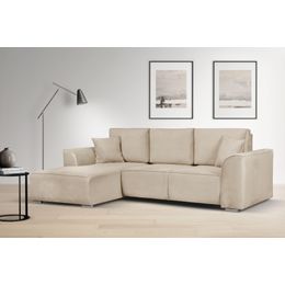 Ecksofa OTTO HOME "BEATRICE optionale Schlafsofa mit Bettkasten, B/T/H: 265/170/86 cm", beige (creme), B:265cm H:86cm T:170cm, 100% Polyester, Sofas, Ecksofa, L-Form, wahlweise auch mit Bettfunktion und Bettkasten