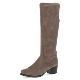 Stiefel Caprice, Damen, Gr. 37,5, XS-Schaft, grau (taupe), Textil, Schuhe Stiefel, Blockabsatz, Schlupfstiefel mit Stretch-XS-Schaft in schmaler Form