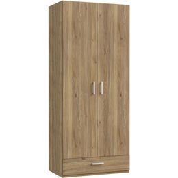 Kleiderschrank FORTE, eiche, B:88,9cm H:210,5cm T:54,2cm, Holzwerkstoff, Schr&auml;nke, Kleiderschrank, Dreht&uuml;renschrank, Stauraum, Schublade
