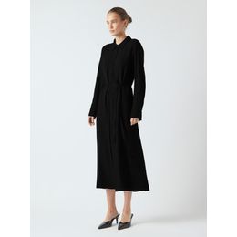 Hemdblusenkleid Y.A.S "YASKAYA LS LONG SHIRT DRESS S. NOOS", Damen, Gr. 46, N-Gr, schwarz, Web, Obermaterial: 85% Viskose, 15% Nylon, unifarben, regular fit kn&ouml;chellang, Kleider Hemdblusenkleid, Sommerkleid