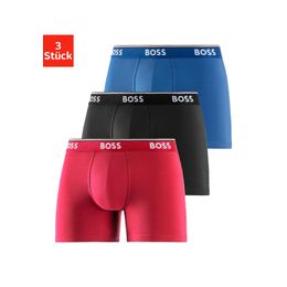 Boxer BOSS "Boxer 3 PACK", Herren, Gr. XL (54), bunt (rot, blau, schwarz), Jersey, Obermaterial: 95% Baumwolle, 5% Elasthan, Unterhosen Boxer, mit farblich passendem Webbund