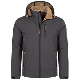 Softshelljacke LPO "DEXTER PEAK III MEN", Herren, Gr. S (48), grau, 96% Polyester; 4% Elastan mit TPU Membrane, bequem, gerader Abschluss mit Windstopper,mit verstellbarem Klettverschluss, Jacken Softshelljacke, mit abnehmbarer Kapuze
