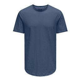 Only & Sons Rundhalsshirt ONLY & SONS "ONSBENNE LONGY SS TEE NF 7822 NOOS", Herren, Gr. L, vintage indigo, Single Jersey, Obermaterial: 100% Baumwolle, unifarben, oversize lang, Rundhals, Shirts Rundhalsshirt, Topseller