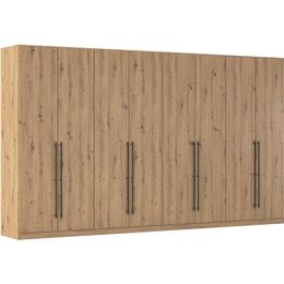 Kleiderschrank Rauch "Dreht&uuml;renschrank Schrank Garderobe W&auml;scheschrank Schlafzimmer AVOLA", braun (eiche artisan), B:360cm H:229cm T:54cm, Holzwerkstoff, Schr&auml;nke, Kleiderschrank, mit hochwertigen Stangengriffen in Schwarz aus Metall MADE IN GERMANY