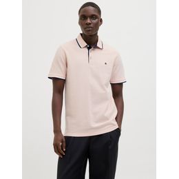Jack & Jones Poloshirt JACK & JONES "JJEPAULOS POLO SS NOOS", Herren, Gr. M, peach parfait detail:play, Jersey, Obermaterial: 100% Baumwolle, mehrfarbig, slim fit normal, Rundhals, Shirts Poloshirt, Baumwolle, slim fit