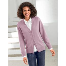 Strickjacke Casual Looks, Damen, Gr. 48, rosa (altros&eacute;), 50% Baumwolle, 50% Polyacryl, unifarben, figurumspielend, Strickjacken Strickjacke