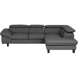 Ecksofa Home Affaire "Pilot L-Form", grau (fango), B:266cm H:73cm T:108cm, 100% Polyester; Feinstruktur 75000 Scheurtouren; Struktur 35000 Scheuertouren, Mikrofaser 40000 Scheuertouren, Sofas, Ecksofa, mit Kopfteilverstellung, wahlweise mit Bettfunktion & Bettkasten
