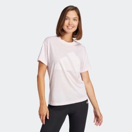 T-Shirt adidas Sportswear "ESSENTIALS WINNERS", Damen, Gr. M, pink (clear pink, wei&szlig;), Obermaterial: 50% Polyester, 25% Baumwolle, 25% Viskose, Rundhals, Shirts T-Shirt