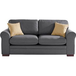 2-Sitzer Home Affaire "Broughton", grau (anthrazit), B:203cm H:92cm T:94cm, 100% Polyester, Sofas, 2-Sitzer, weicher Sitzkomfort, incl. 2 Zierkissen, Keder
