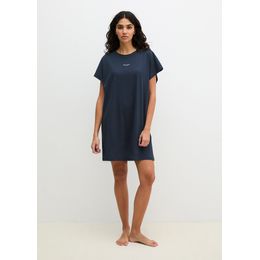 Marc O'Polo Nachthemd MARC O'POLO "Mix N Match Nightdress", Damen, Gr. XS, N-Gr, schwarz navy, Jersey, Obermaterial: 100% Baumwolle, bequem kniefrei, Rundhals, Kleider Nachthemd, mit kurzem Arm und Rundhalsausschnitt
