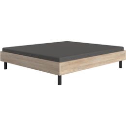 Bett wimex "Easy, gro&szlig;e Auswahl an Gr&ouml;&szlig;en und Farben, auch in Komforth&ouml;he", schwarz (eiche s&auml;gegrau, schwarz), H:46cm L:210cm, Betten, Bett, ohne Kopfteil, ideal unter Dachschr&auml;gen oder Fenster