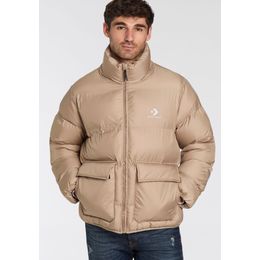 Steppjacke Converse, Herren, Gr. XXL, beige (vintage carg), Softshell, Obermaterial: 100% Polyester, unifarben, hoch geschlossener Ausschnitt, eingesetzt,weit eingefasste Kante, Jacken Steppjacke