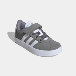 Sneaker adidas Sportswear "VL COURT 3.0", M&auml;dchen, Gr. 32, grau (grau three, cloud wei&szlig;, grau two), Leder, Synthetik, Schuhe Sneaker, mit Klettverschluss, f&uuml;r Kinder