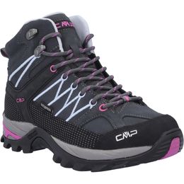 Wanderschuh CMP "RIGEL MID WMN WP TREKKING SHOES", Damen, Gr. 41, bunt (anthrazit, hellblau, pink), Leder, Textil, Schuhe Wanderschuh, wasserdicht