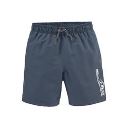 Badeshorts s.Oliver "Philip Kids", Jungen, Gr. 134/140, N-Gr, blau (marine), Polyester, kontrastfarbene Details, unifarben, Badehosen Badeshorts, im schlichten Design, Topseller