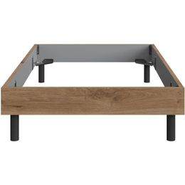 Bett wimex "Easy, gro&szlig;e Auswahl an Gr&ouml;&szlig;en und Farben, auch in Komforth&ouml;he", braun (plankeneichefarben, schwarz), H:46cm L:210cm, Betten, Bett, ohne Kopfteil, ideal unter Dachschr&auml;gen oder Fenster