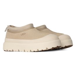 UGG Australia Slipper UGG "TASMAN WEATHER HYBRID", Herren, Gr. 12 (45), beige (hellbeige), Synthetik, Textil, Veloursleder, Schuhe Slipper, Galoschen, Hausschuh, Outdoorschuh mit markanter Laufsohle