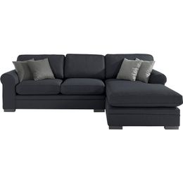 Ecksofa Home Affaire "Broughton L-Form", grau, B:279cm H:92cm T:178cm, 100% Polyester, Sofas, Ecksofa, weicher Sitzkomfort, incl. 4 Zierkissen, Keder