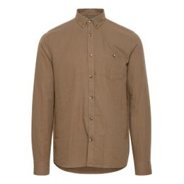 !Solid Langarmhemd SOLID "Langarmhemd SDAusten", Herren, Gr. XXL, N-Gr, braun (shitake), Obermaterial: 100% Baumwolle CO., Hemden Langarmhemd
