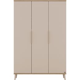 Kleiderschrank YUNY BY PAIDI "HAZEL in Beige, inkl. Kleiderstangen und Einlegeb&ouml;den", cashmere, beige, eiche, montana, B:130cm H:198cm T:52cm, Holzwerkstoff, Schr&auml;nke, Kleiderschrank, stabiler Dreht&uuml;renschrank aus Holz, mit Soft-Close-Funktion