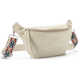Bauchtasche Vivance "Umh&auml;ngetasche, H&uuml;fttasche", Damen, Gr. B/H/T: 26cm x 12cm x 7cm, beige, Lederimitat, bestickt, unifarben, Taschen Bauchtasche, Crossbody-Bag, G&uuml;rteltasche, austauschbarer Schulterriemen VEGAN