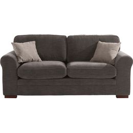 2-Sitzer Home Affaire "Broughton", grau (anthrazit), B:203cm H:92cm T:94cm, 100% Polyester, Sofas, 2-Sitzer, weicher Sitzkomfort, incl. 2 Zierkissen, Keder