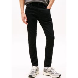 Slim-fit-Jeans Tommy Jeans "Austin Slim Tapered", Herren, Gr. 30, L&auml;nge 30, schwarz (denim schwarz 1bz), Denim/Jeans, Obermaterial: 90% Baumwolle, 8% Elastomultiester, 2% Elasthan, slim fit, Jeans Slim-fit-Jeans, zum Kn&ouml;chel hin schmaler werdende Jeans mit mittlerer Leibh&ouml;he