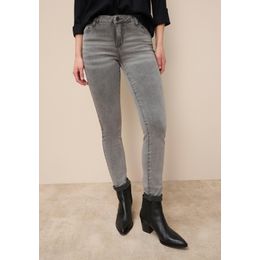 Skinny-fit-Jeans Tamaris, Damen, Gr. 36, N-Gr, grau (light grau u), Denim/Jeans, Obermaterial: 74% Baumwolle, 24% Polyester, 2% Elasthan, skinny fit lang, Jeans Skinny-fit-Jeans, schmale Beinweite, mit G&uuml;rtelschlaufenbund, mit Metallrei&szlig;verschluss