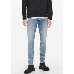 Only & Sons Slim-fit-Jeans ONLY & SONS "LOOM LIFE", Herren, Gr. 34, L&auml;nge 32, blau (blau, denim), Denim/Jeans, Obermaterial: 98% Baumwolle, 2% Elasthan, slim fit lang, Jeans Slim-fit-Jeans, mit niedriger Taille, sehr elastischer Denim