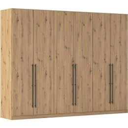 Kleiderschrank Rauch "Dreht&uuml;renschrank Schrank Garderobe W&auml;scheschrank Schlafzimmer AVOLA", braun (eiche artisan), B:271cm H:229cm T:54cm, Holzwerkstoff, Schr&auml;nke, Kleiderschrank, mit hochwertigen Stangengriffen in Schwarz aus Metall MADE IN GERMANY