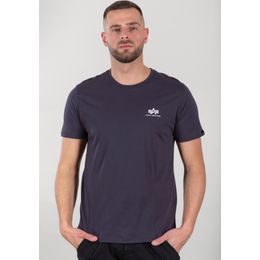 Rundhalsshirt Alpha Industries "BASIC T SMALL LOGO", Herren, Gr. S, grau (iron grau), Single Jersey, Obermaterial: 100% Baumwolle, bedruckt, schmal normal, Rundhals, eingesetzt gerader Abschluss, Shirts Rundhalsshirt, Baumwolle, regular fit