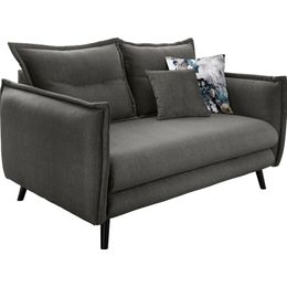 2-Sitzer Home Affaire "Lazio", schwarz (asche), B:162cm H:94cm T:110cm, Sofas, 2-Sitzer, inklusive 1 Stk. Wende- und 1 Stk. Zierkissen