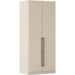 Kleiderschrank Rauch "Dreht&uuml;renschrank Schrank Garderobe W&auml;scheschrank Schlafzimmer AVOLA", beige (beige (champagner)), B:91cm H:210cm T:54cm, Holzwerkstoff, Schr&auml;nke, Kleiderschrank, mit hochwertigen Stangengriffen in Schwarz aus Metall MADE IN GERMANY