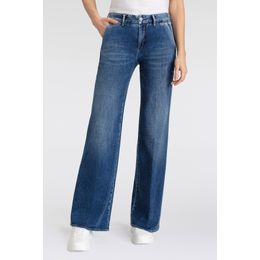 Schlagjeans Herrlicher "Lovely Flared Light Denim", Damen, Gr. 32, N-Gr, grau (dolphin), Denim/Jeans, Obermaterial: 98% Baumwolle, 2% Elasthan, lang, Jeans Schlagjeans