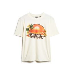 Superdry & Co T-Shirt 'Travel Souvenir' Damen Gr&ouml;&szlig;e XS braun / gr&uuml;n / orange / offwhite