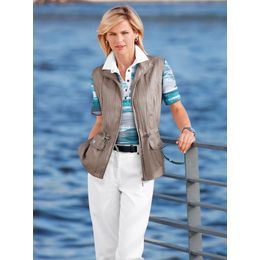 Longweste Casual Looks, Damen, Gr. 40, grau (taupe), 100% Polyester, unifarben, Westen Longweste