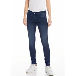 5-Pocket-Jeans Replay "NEW LUZ Skinny Fit", Damen, Gr. 25, L&auml;nge 32, blau (dunkelblau 771), Denim/Jeans, Obermaterial: 90% Baumwolle, 8% Polyester, 2% Elasthan, skinny fit normal, Jeans 5-Pocket-Jeans, in Ankle-L&auml;nge