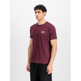 Rundhalsshirt Alpha Industries "BASIC T SMALL LOGO", Herren, Gr. XXL, rot (schwarz cherry), Single Jersey, Obermaterial: 100% Baumwolle, bedruckt, schmal normal, Rundhals, eingesetzt gerader Abschluss, Shirts Rundhalsshirt, Baumwolle, regular fit