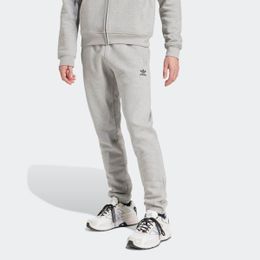 Sporthose adidas originals "TREFOIL ESSENTIALS", Herren, Gr. S, N-Gr, grau (medium grau heather, normal, gr.), Obermaterial: 70% Baumwolle, 30% Polyester, Hosen Sporthose, schmale Passform, mit flauschiger Innenseite, mit Rippb&uuml;ndchen