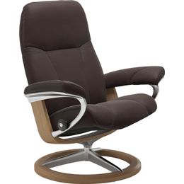 Relaxsessel stressless "Consul", braun (chocolate paloma), B:91cm H:102cm T:79cm, Leder BATICK: BATICK ist ein leicht korrigiertes, durchgef&auml;rbtes und genarbtes M&ouml;belleder, bei dem die meisten Unebenheiten und Spuren in der Regel entfernt wurden.;Leder PALOMA: PALOMA ist ein durchgef&auml;rbtes Semianilin-M&ouml;belleder mit nat&uuml;rlicher Narbung.;ROHLEDER Stoff Q2 FARON: Ein fester zuverl&auml;ssiger Boucl&eacute; mit e