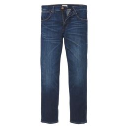 Stretch-Jeans Wrangler "Greensboro", Herren, Gr. 42, L&auml;nge 34, blau (for real), Denim/Jeans, Obermaterial: 85% Baumwolle, 14% Polyester, 1% Elasthan, straight fit lang, Jeans Stretch-Jeans, Regular Straight fit, Topseller
