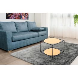 Beistelltisch Kayoom "Cody, Beistelltisch in W&uuml;rfelform, offenes, modernes Design", orange (orange, schwarz), B:50cm H:36cm T:50cm, Metall: Eisen, Glas, Tische, Beistelltisch, moderne Kubusform mit runden Ablagefl&auml;chen aus Glas