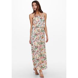 Maxikleid Only "ONLWINNER S/L MAXI DRESS NOOS PTM", Damen, Gr. 42 (XL), N-Gr, bunt (cloud dancer aop:blurry flower), Web, Obermaterial: 97% Polyester, 3% Elasthan, gemustert, regular fit lang, Rundhals, Kleider Maxikleid, Materialmix, regular fit