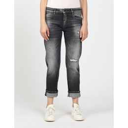 Boyfriend-Jeans Gang "94NADIA", Damen, Gr. 26, N-Gr, destroyed anthra, Denim/Jeans, Obermaterial: 99% Baumwolle, 1% Elasthan, bequem kn&ouml;chelfrei, Jeans Boyfriend-Jeans, 5-Pocket Style mit Rei&szlig;verschluss und Knopf