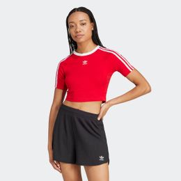 T-Shirt adidas originals "3 S BABY TEE", Damen, Gr. XL, rot (better scarlet, wei&szlig;), Obermaterial: 94% Baumwolle, 6% Elasthan, Rundhals, Shirts T-Shirt, sportlicher Stil, cropped, mit drei Streifen, aus Baumwollmix
